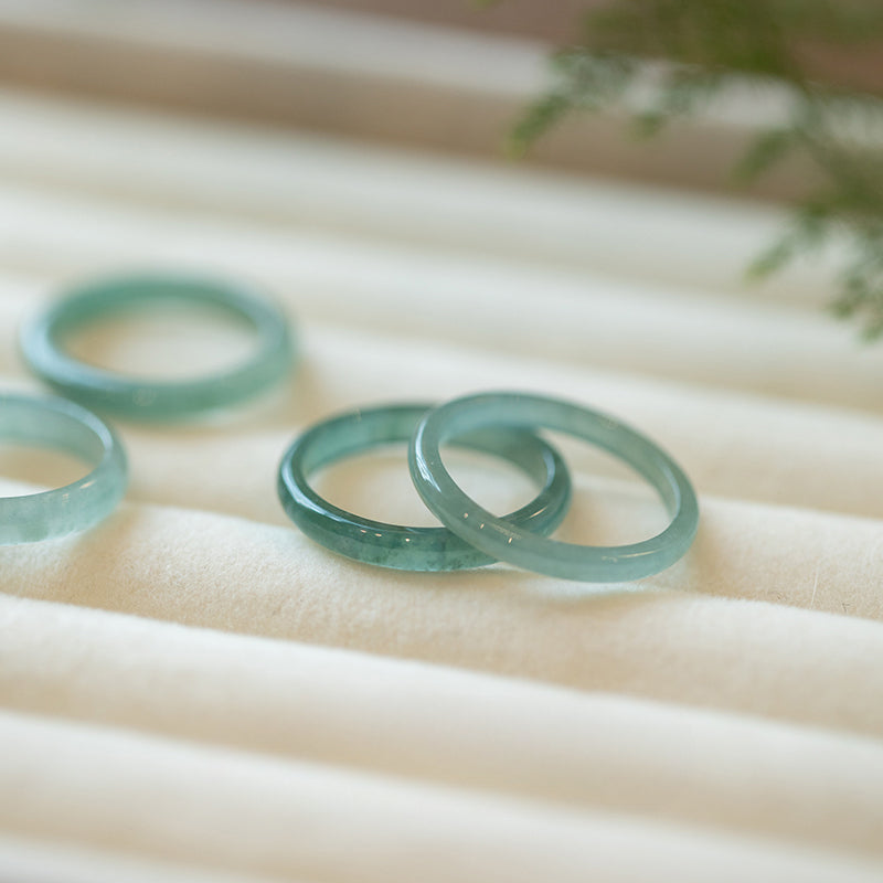 Natural A-Grade Icy Blue Jadeite Ring | Buddha3bodhi Spiritual Couple Rings