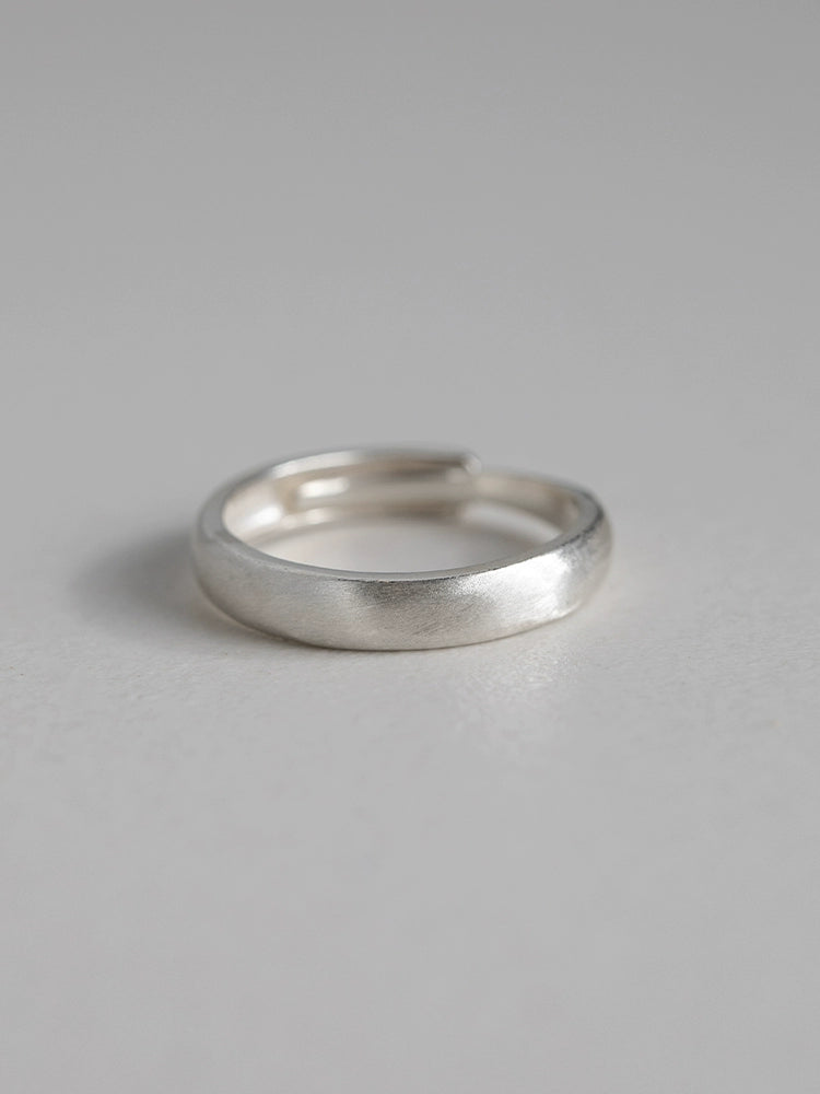 Minimalist Vintage Pure Silver Matte Couple Rings - Adjustable ...