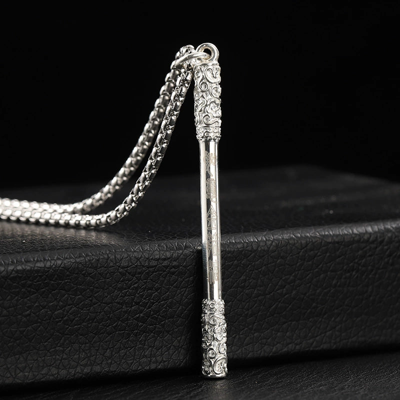 S999 Sterling Silver Sun Wukong Golden Cudgel Necklace Monkey King ...