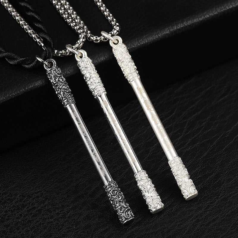 S999 Sterling Silver Sun Wukong Golden Cudgel Necklace Monkey King ...