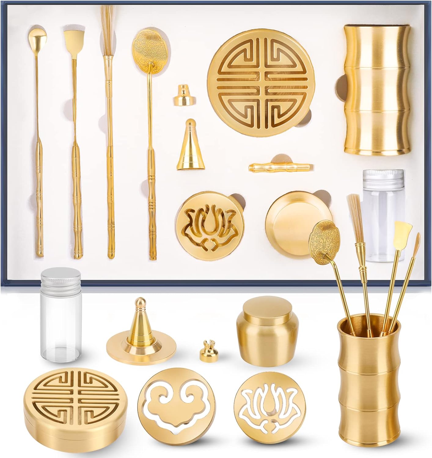 12 Pcs Incense Making Kit, Brass Incense Burner Kit, Incense Seal Mold ...