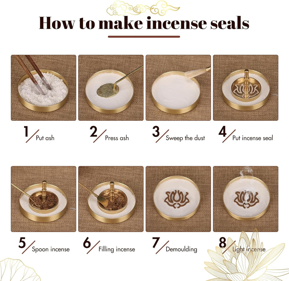 12 Pcs Incense Making Kit, Brass Incense Burner Kit, Incense Seal Mold ...