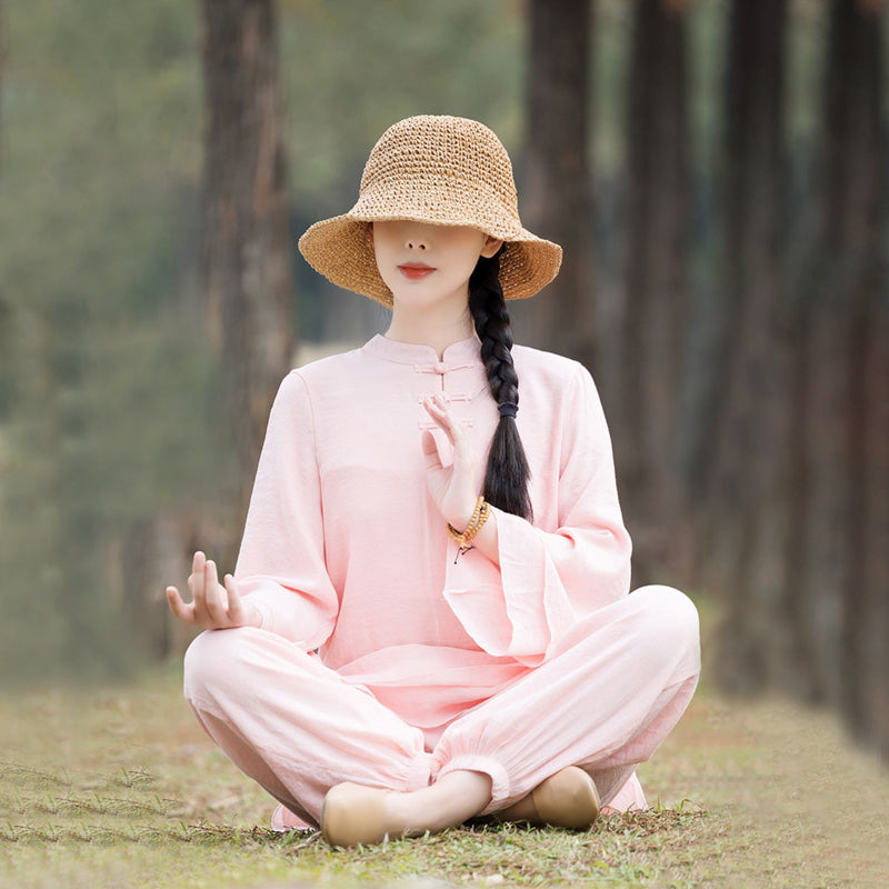 Buddha3bodhi 2Pcs Plain Design Top Pants Meditation Yoga Zen Tai Chi ...