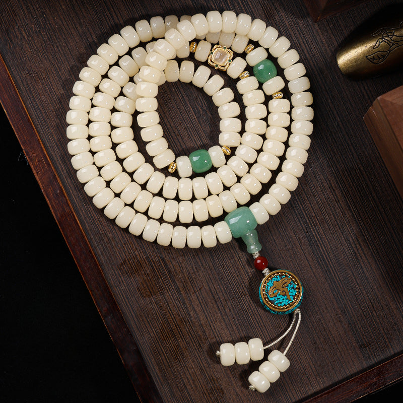 Straight-Cut White Jade Bodhi Root 108 Mala (9×6mm) – Clean & Minimali ...